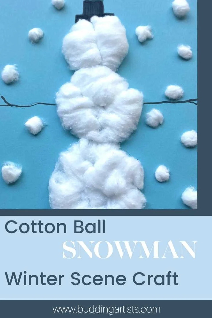 Cotton ball Snowman Winter Scene — The Budding Artists