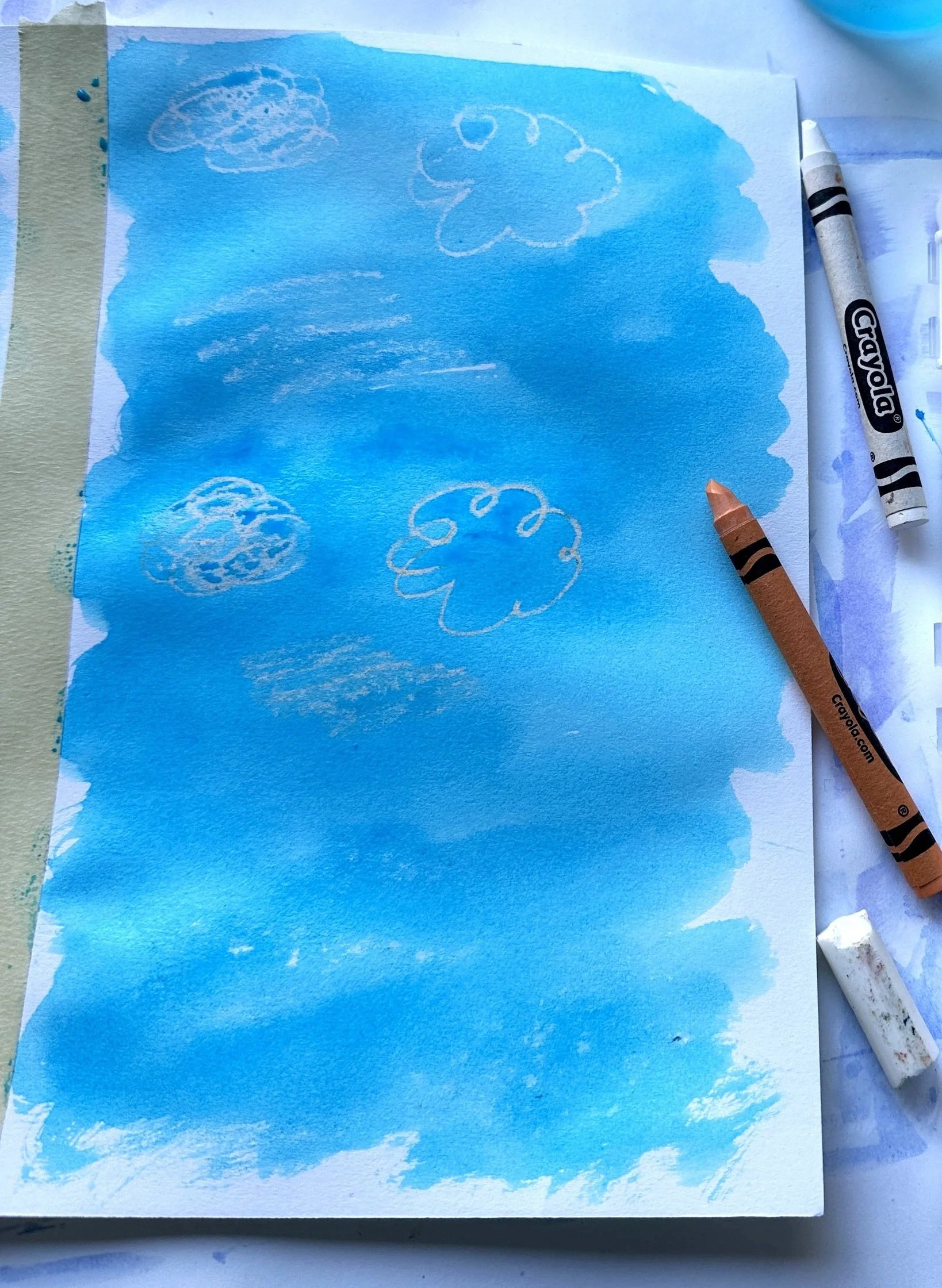 Simple Cloudy Sky Watercolor with Kids — The Budding Artists
