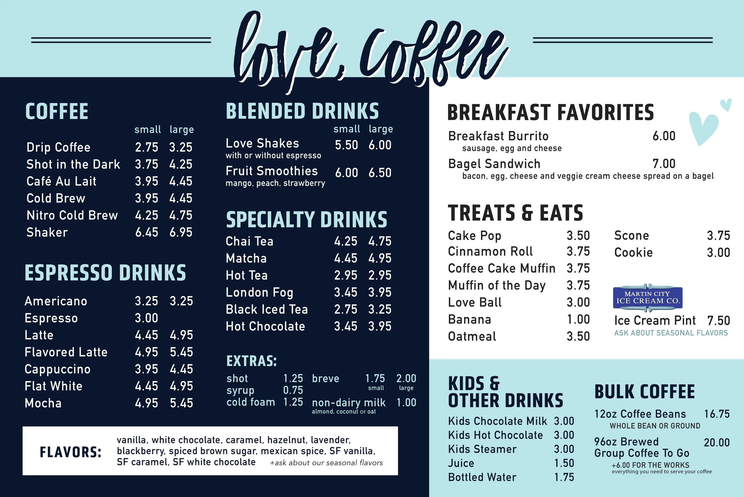 Drinks + Eats — Love Coffee