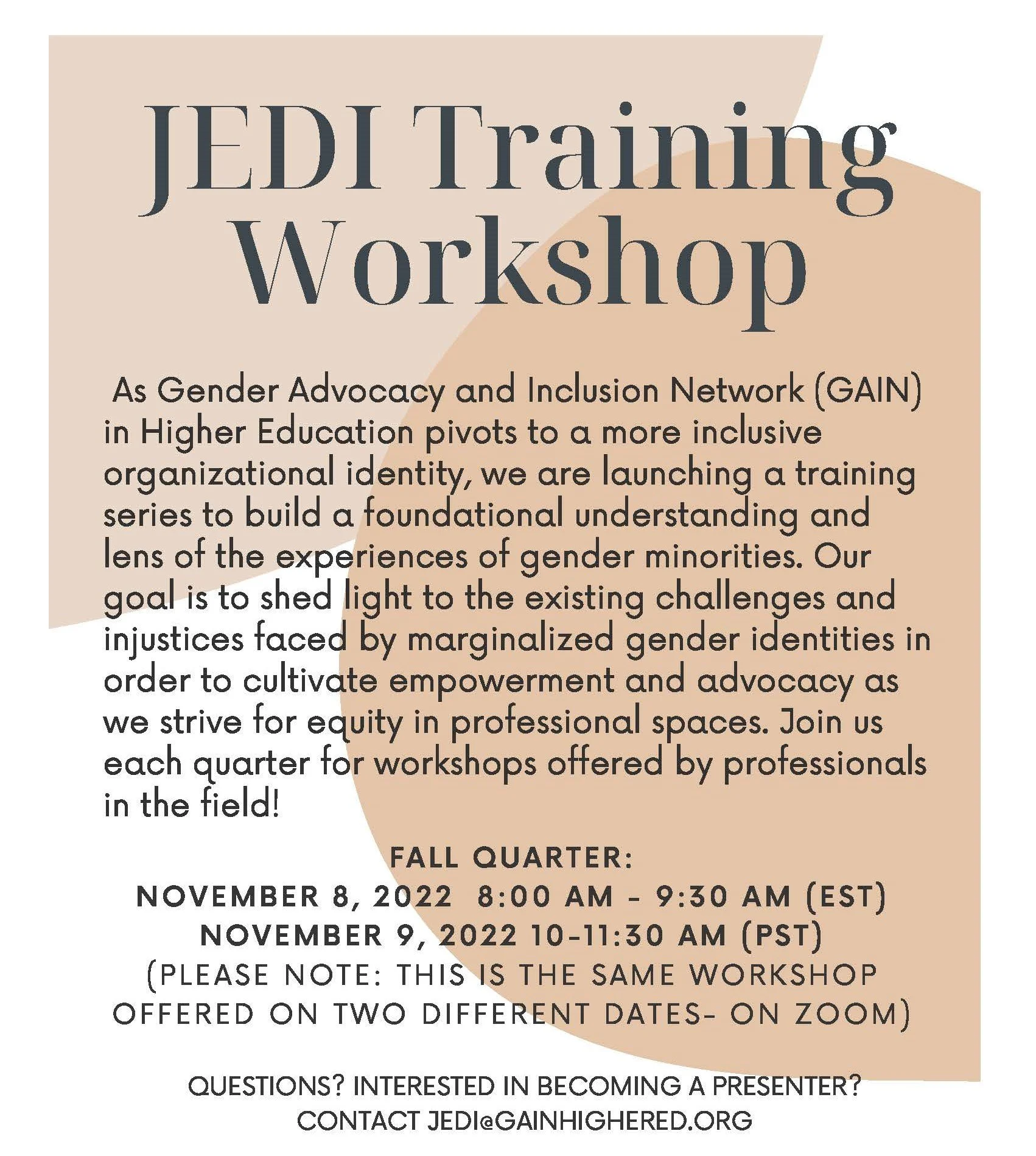 JEDI Training Workshop — Gender Advocacy and Inclusion Network (GAIN ...