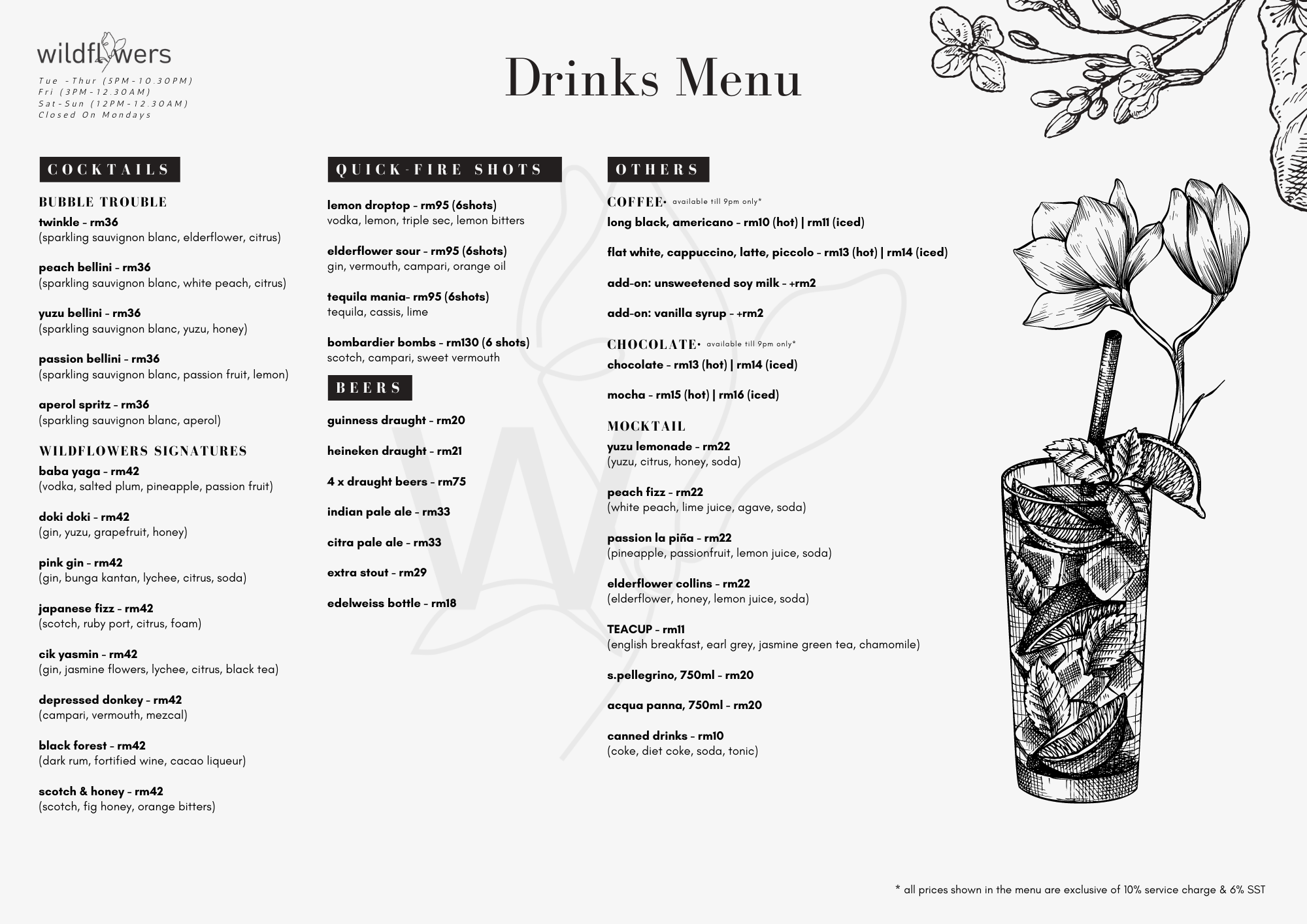 Menu — Wildflowers