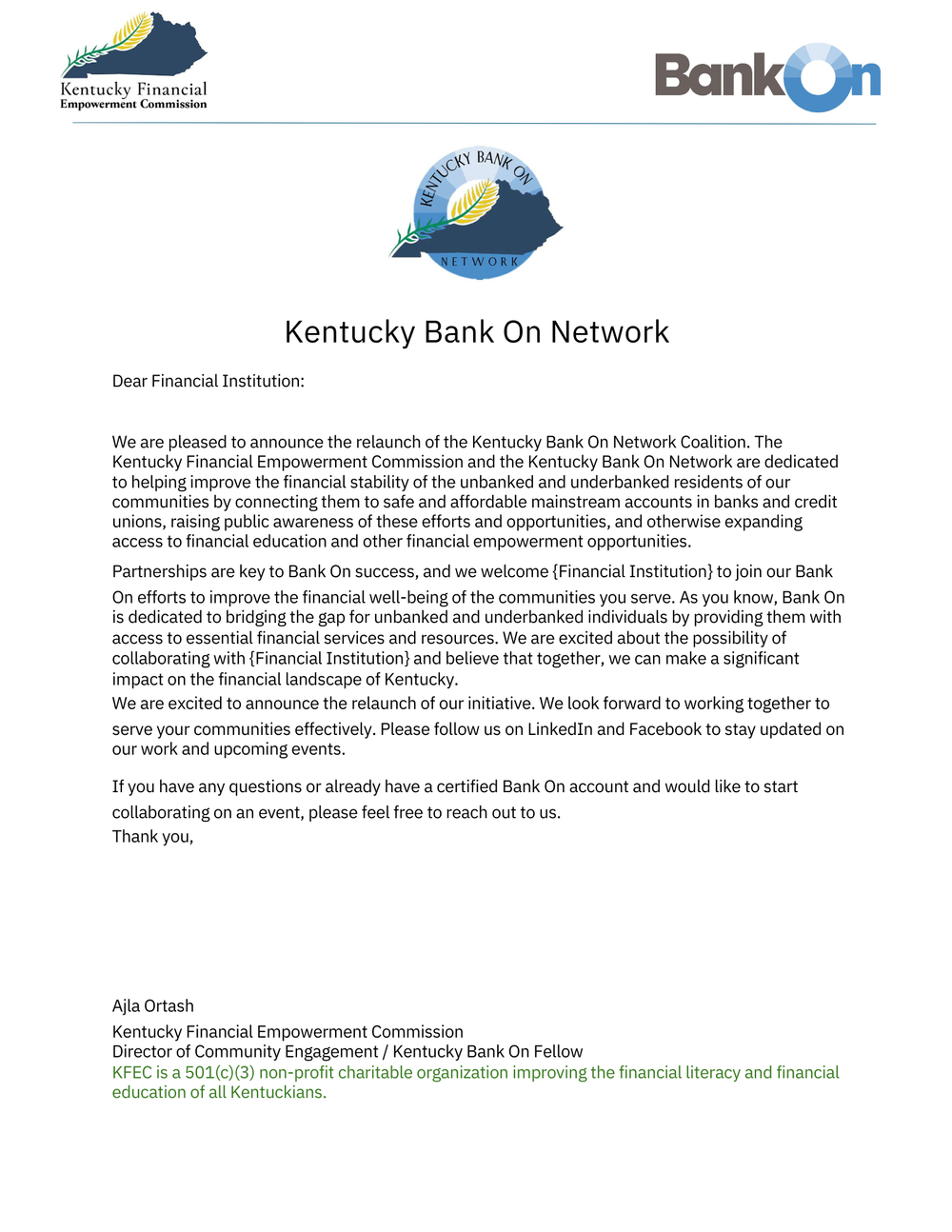 Kentucky Bank On Network — Kentucky Financial Empowerment Commission