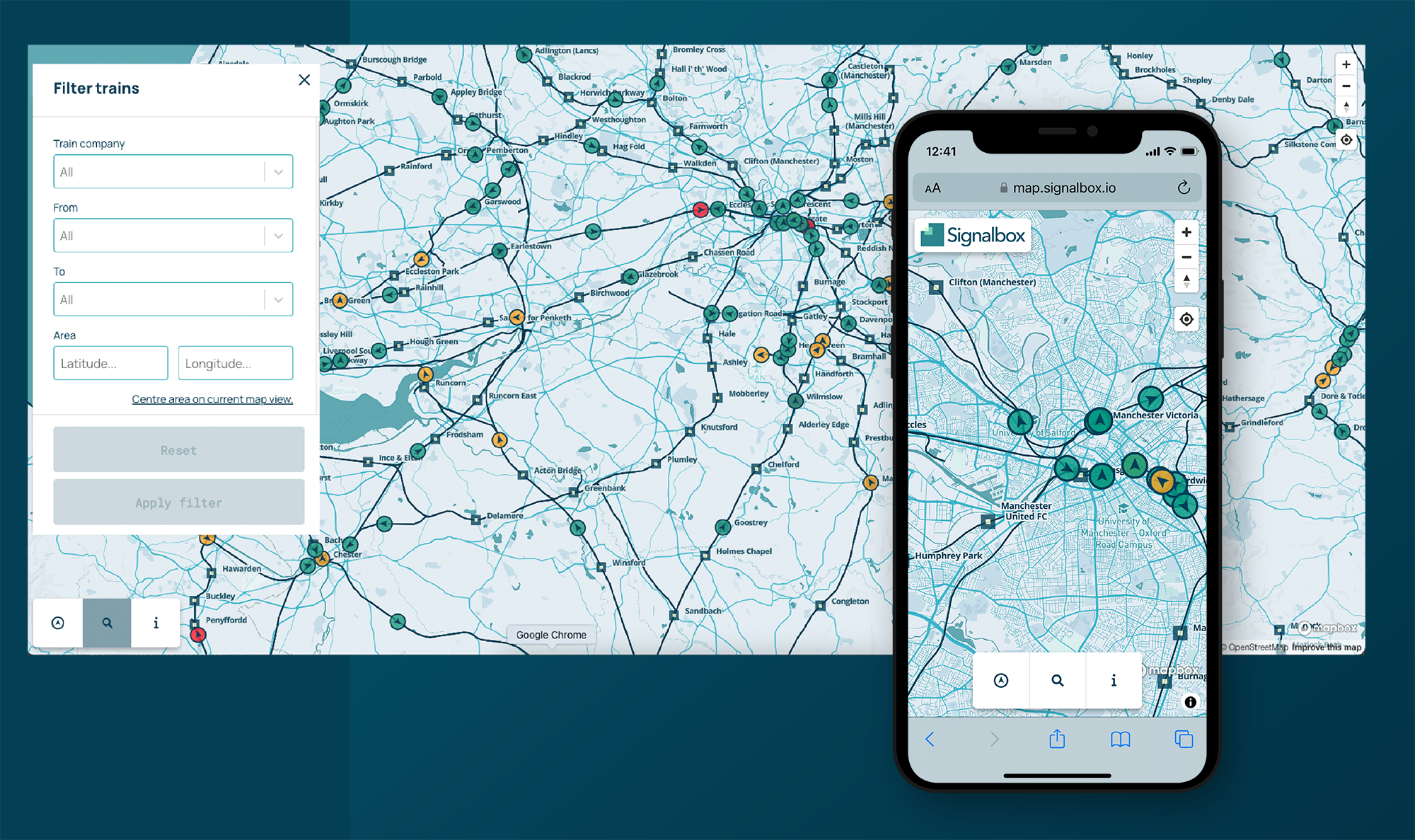 Filtering search results on the Live Train Map — Signalbox