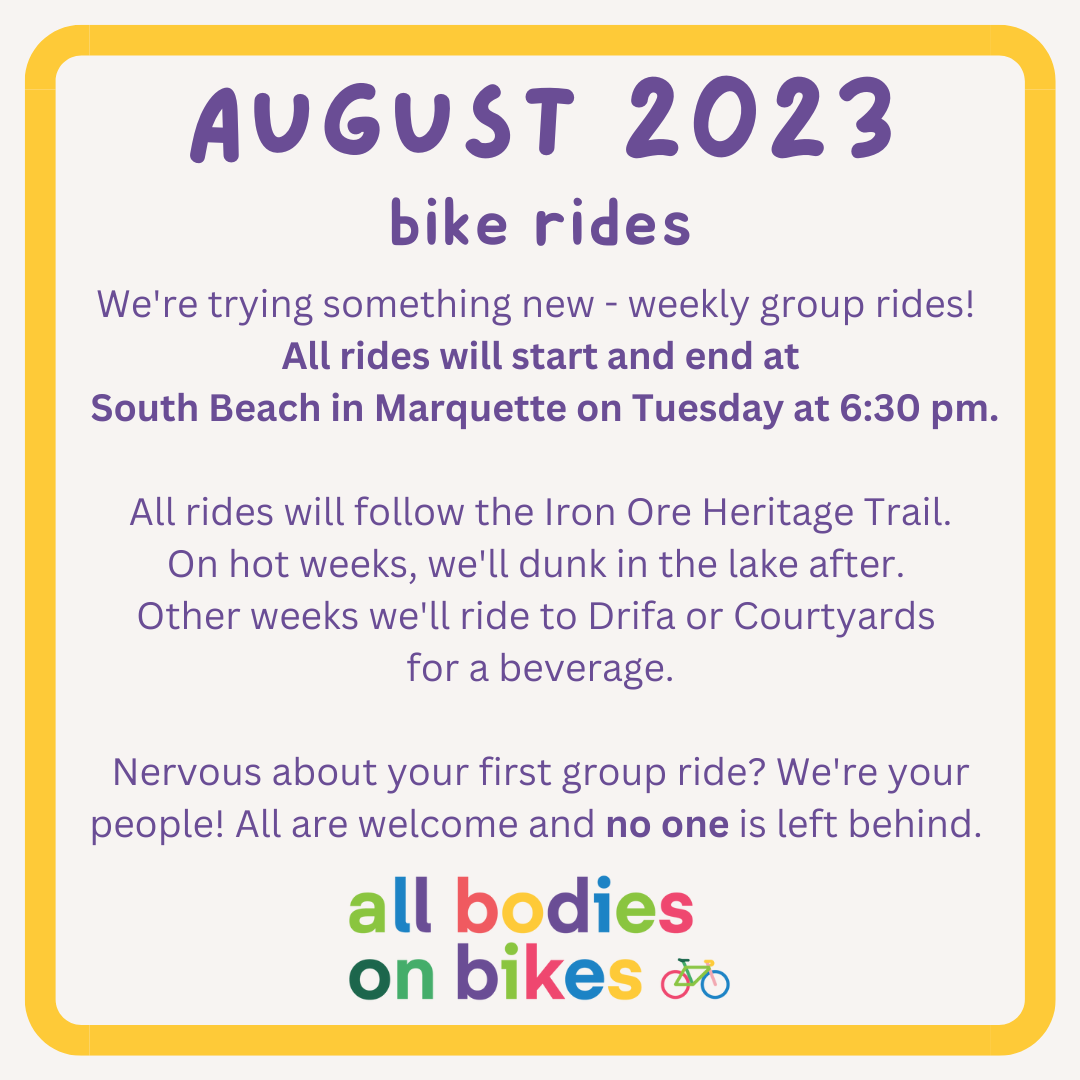 Weekly Rides with All Bodies on Bikes Marquette — All Bodies on Bikes