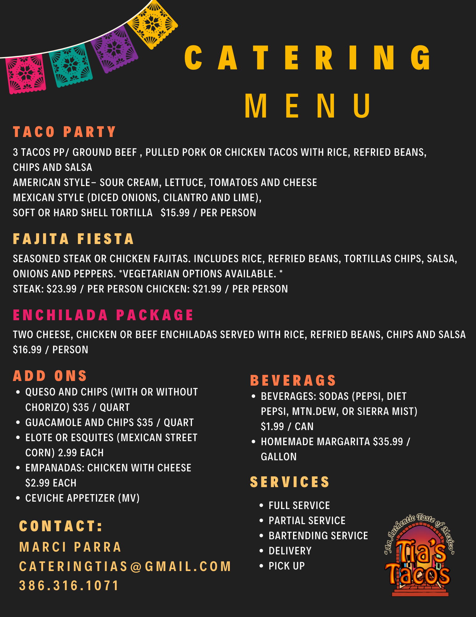 Menu 1 — Tia's Tacos