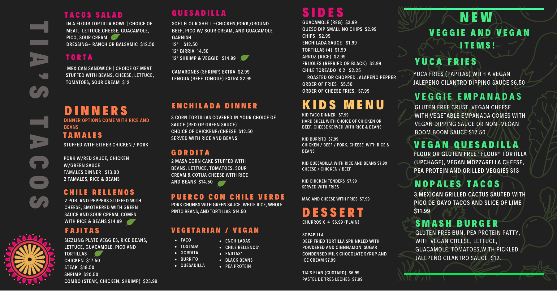 Menu 1 — Tia's Tacos