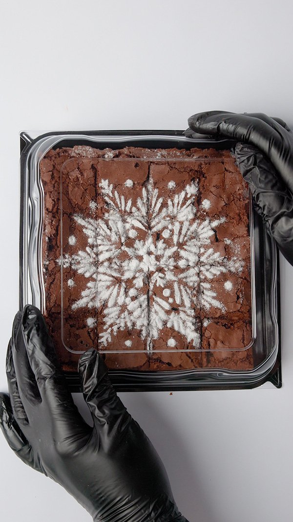 Snowflake Stenciled Chocolatier Bites — Killer Brownie® Wholesale