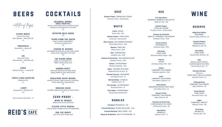 Cafe Menus — Reid's Cafe & Catering Co.