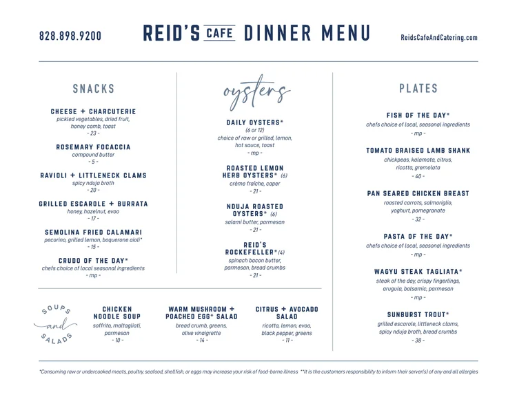 Cafe Menus — Reid's Cafe & Catering Co.