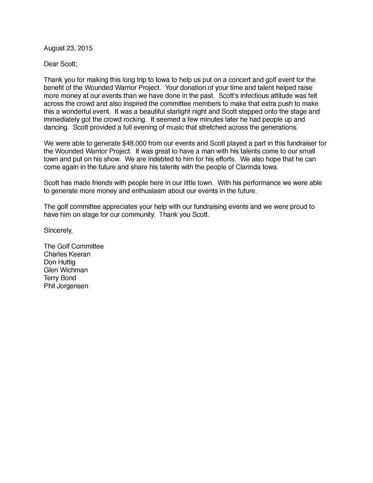Letter of Recommendation – Wounded Warrior Project — Scott Helmer