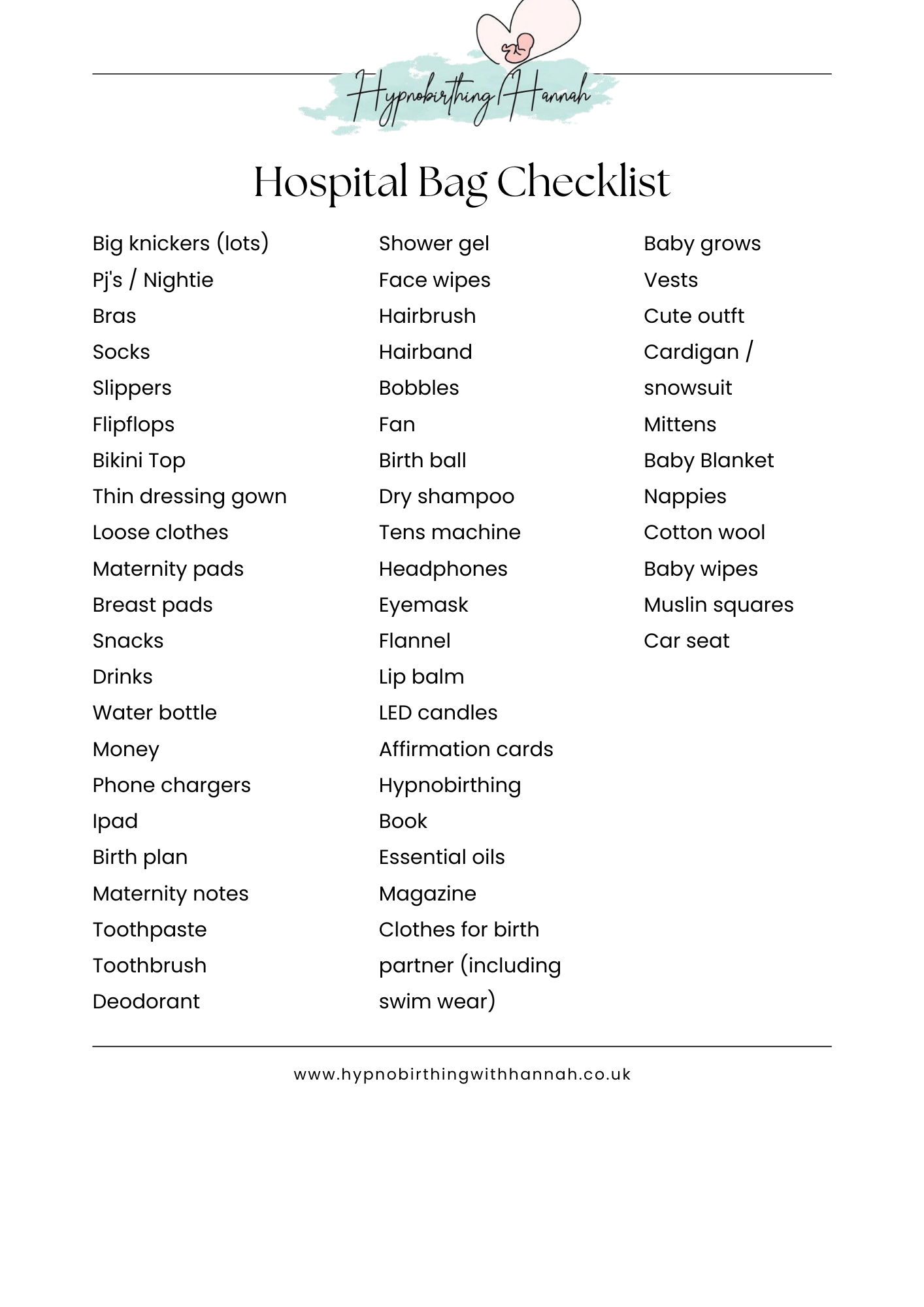 What to pack in your hospital bag for labour online