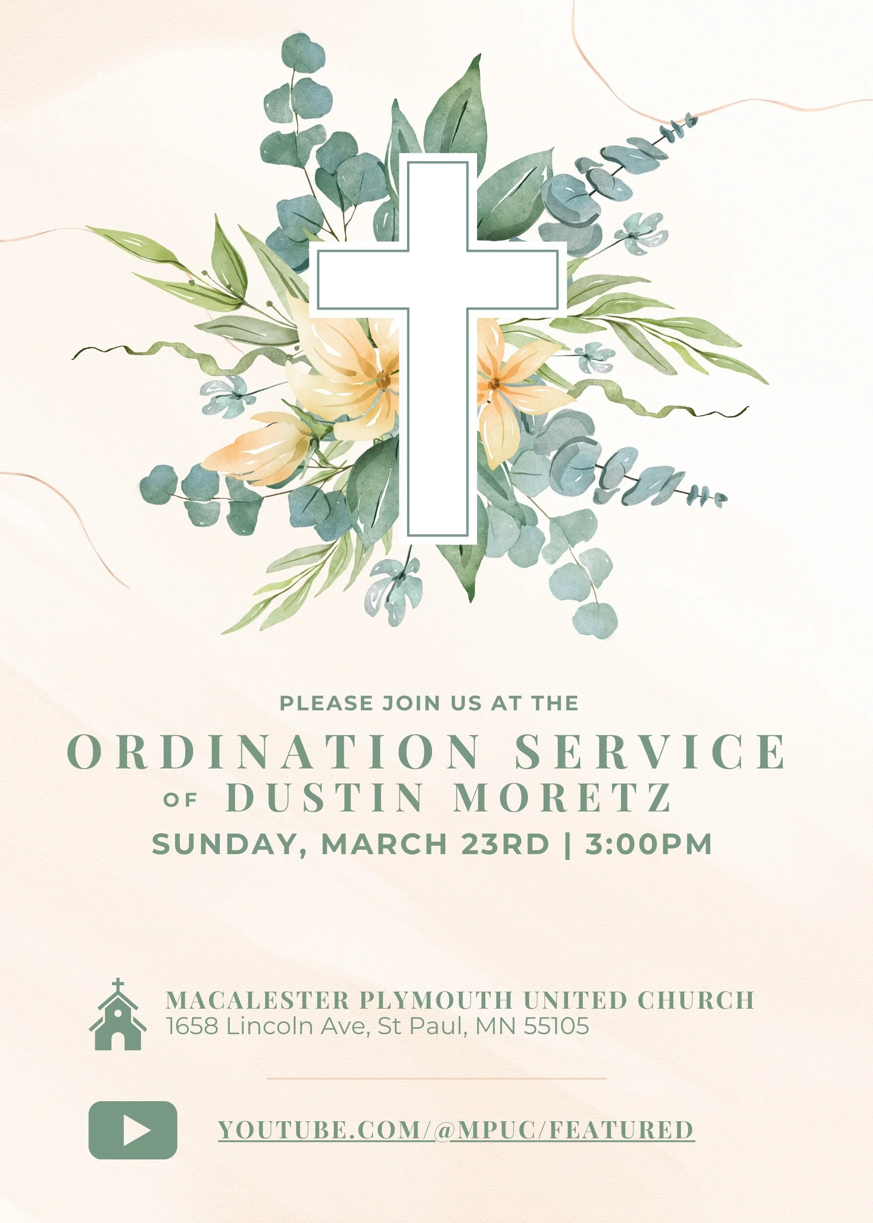 Dustin Moretz Ordination Service — Macalester Plymouth United Church