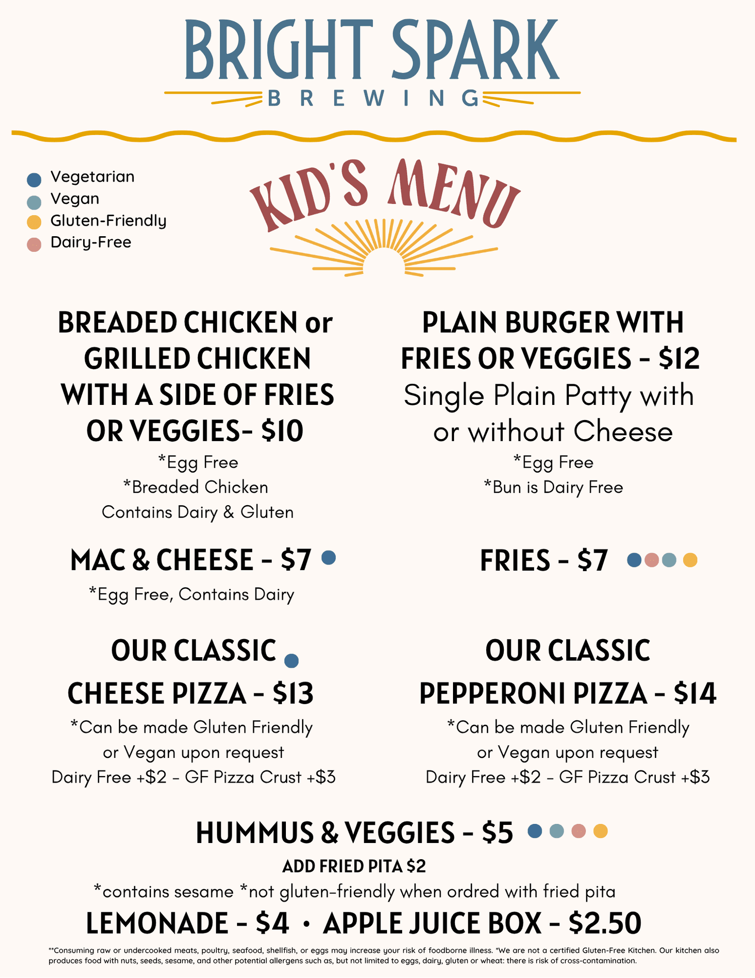 Menu — Bright Spark Brewing