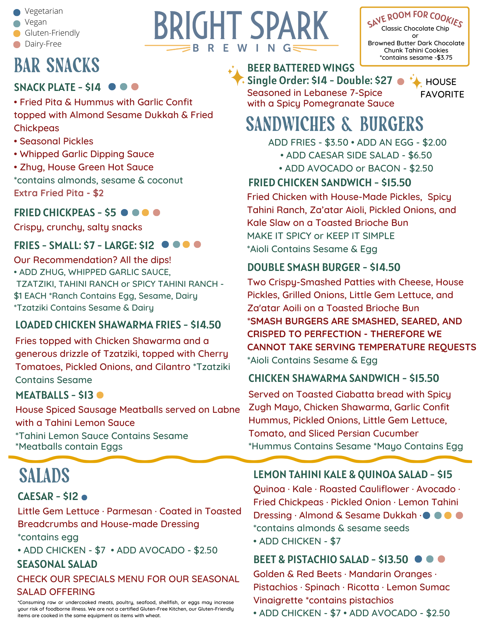 Menu — Bright Spark Brewing