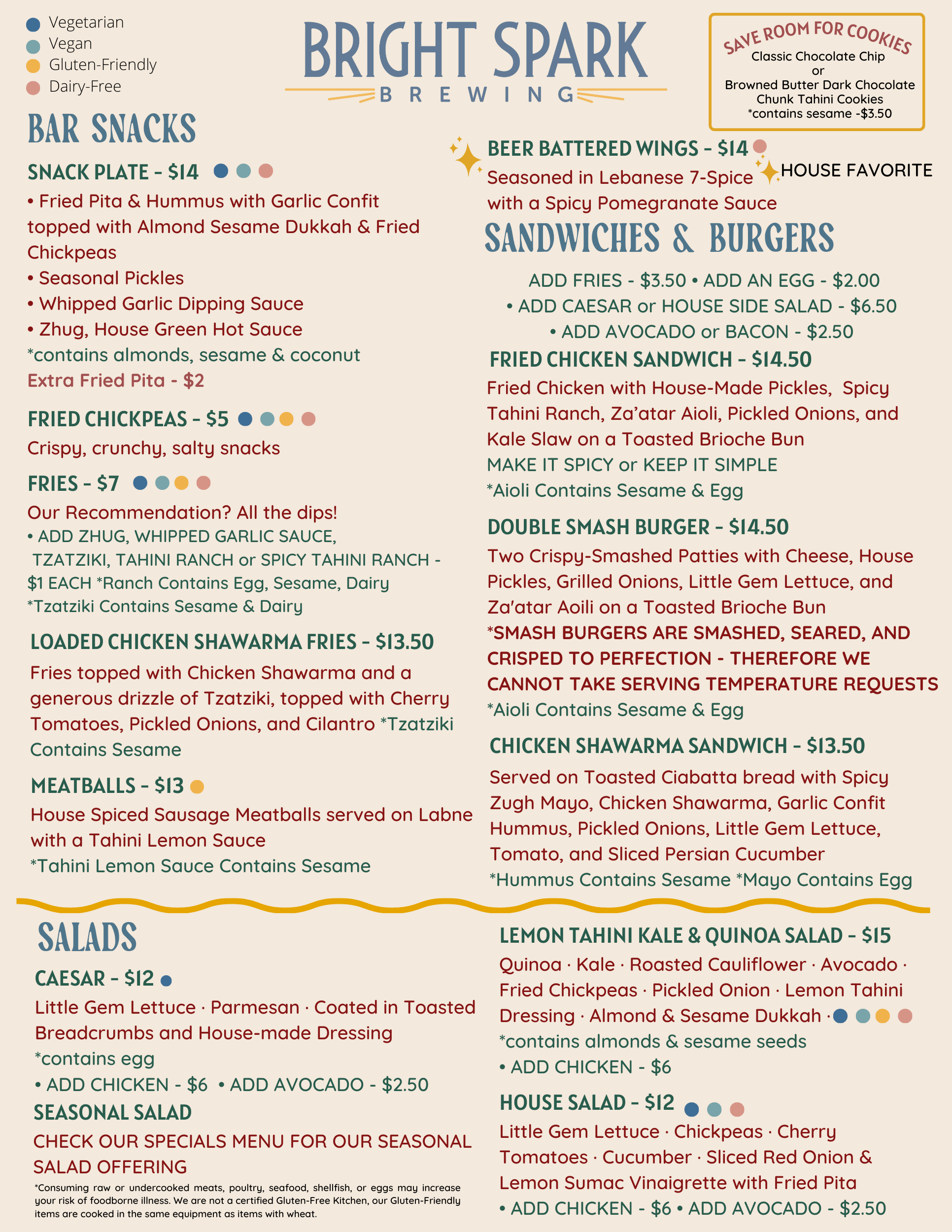 Menu — Bright Spark Brewing