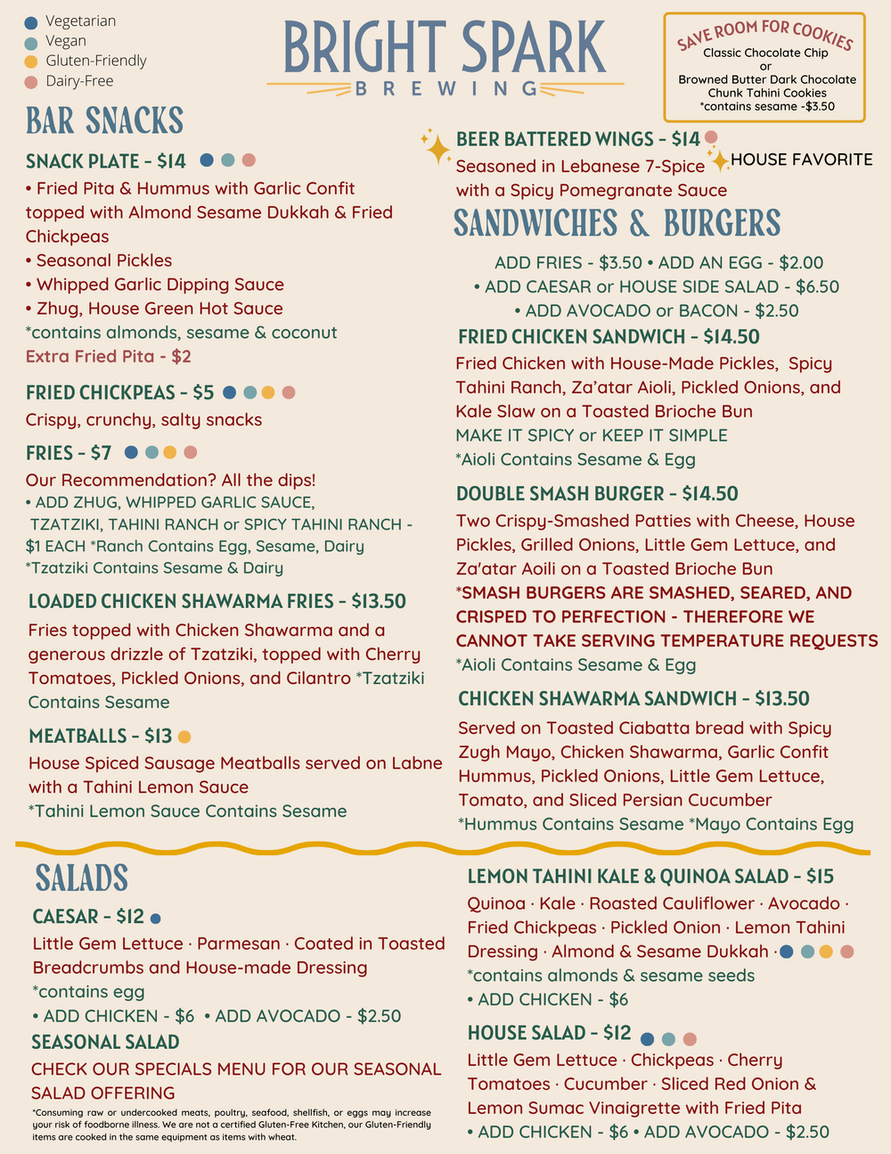 Menu — Bright Spark Brewing