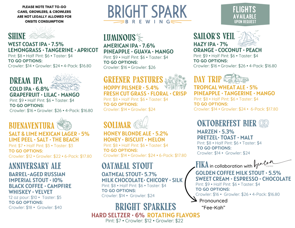 Our Beer — Bright Spark Brewing