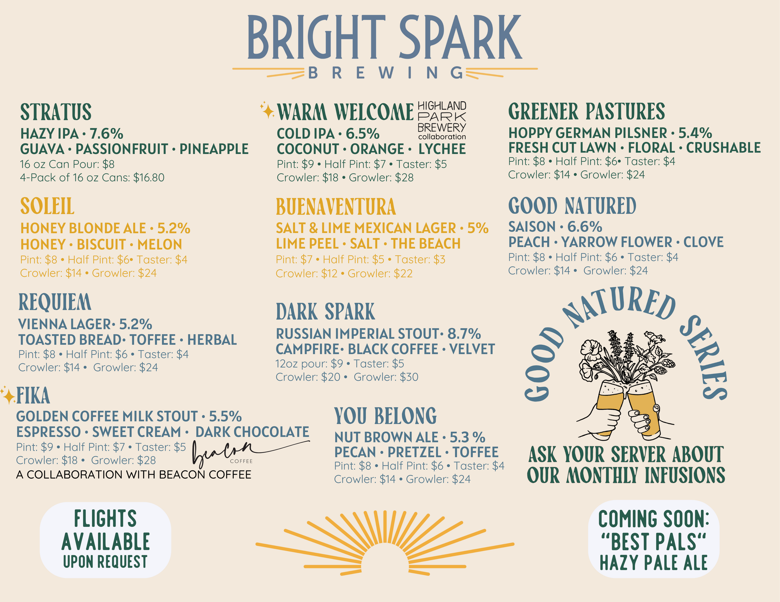 Our Beer — Bright Spark Brewing
