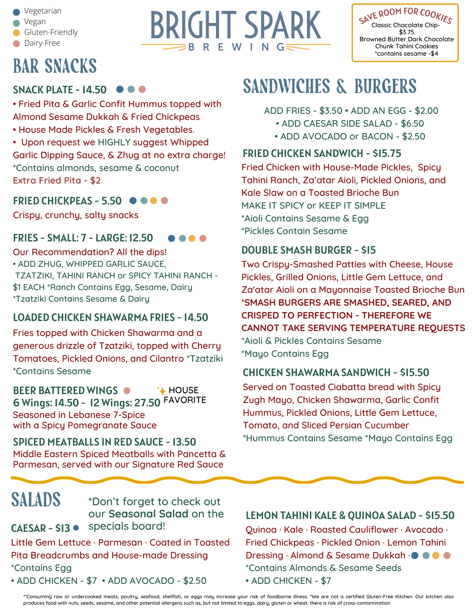 Menu — Bright Spark Brewing