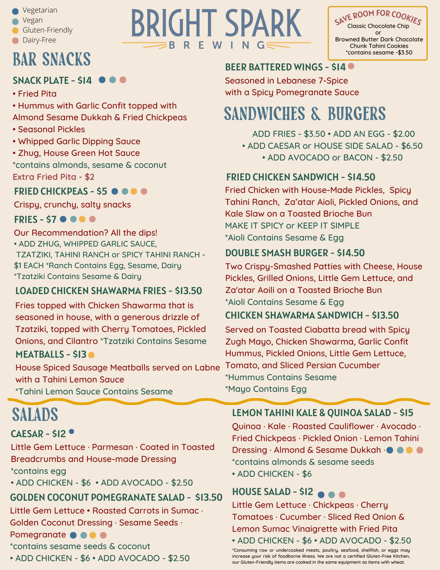 Menu — Bright Spark Brewing