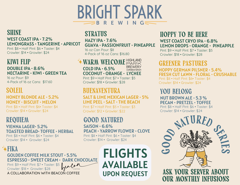 Our Beer — Bright Spark Brewing
