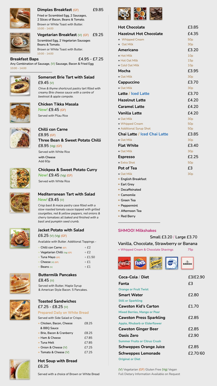Menu / Letchworth Par 3 | Dimples Café