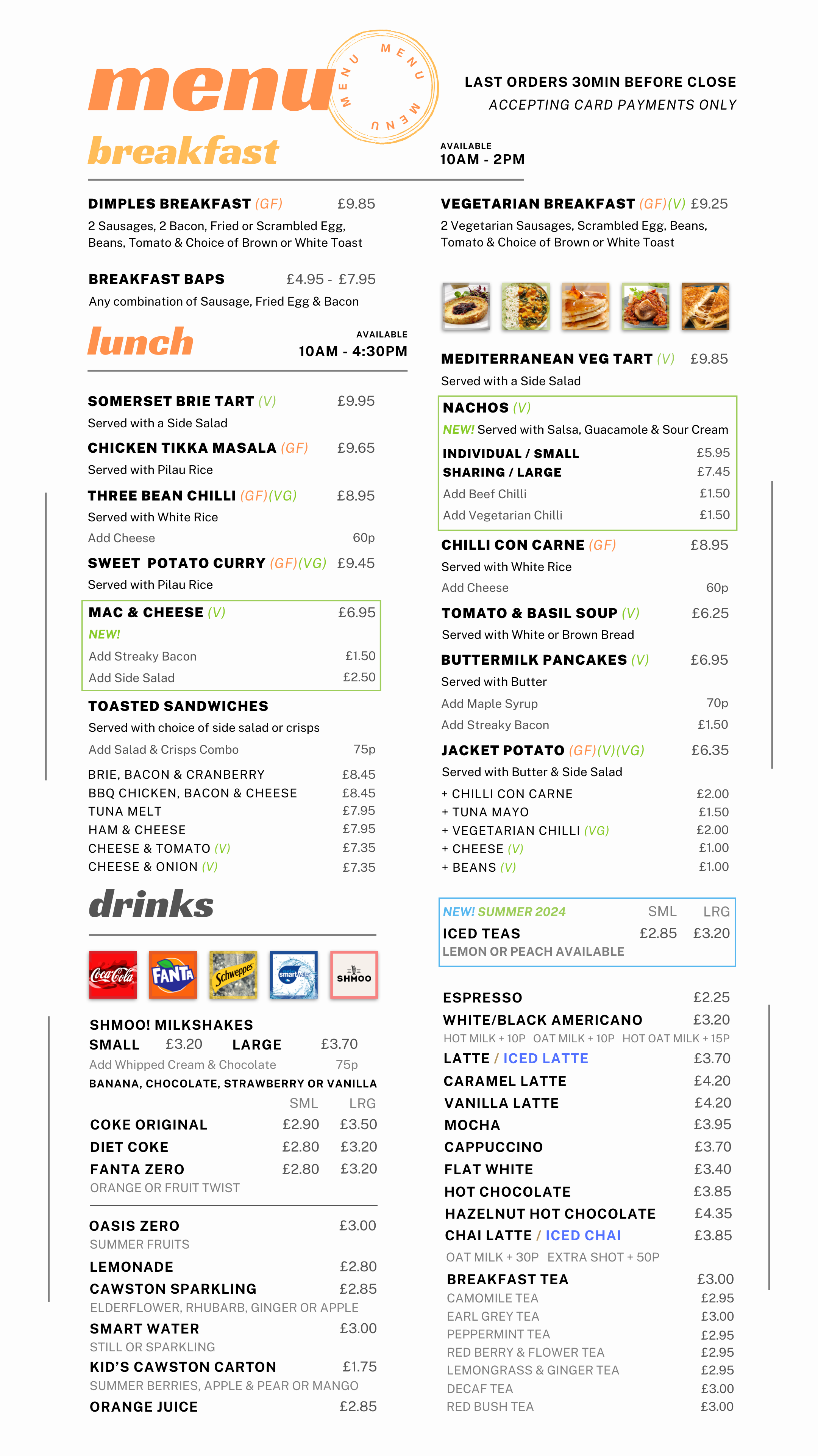 Menu / Letchworth Par 3 | Dimples Café