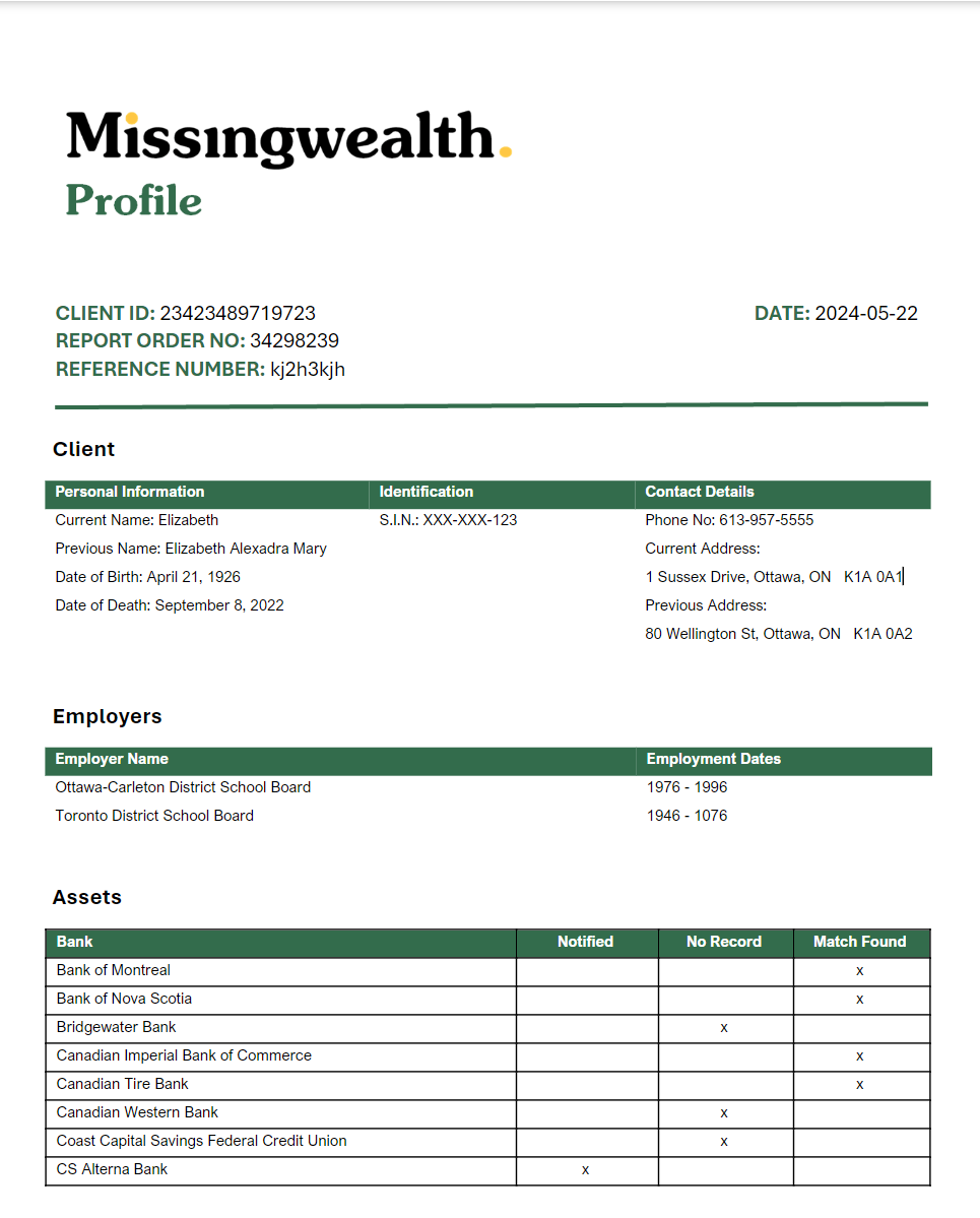 Profile — Missingwealth: Protect what's yours