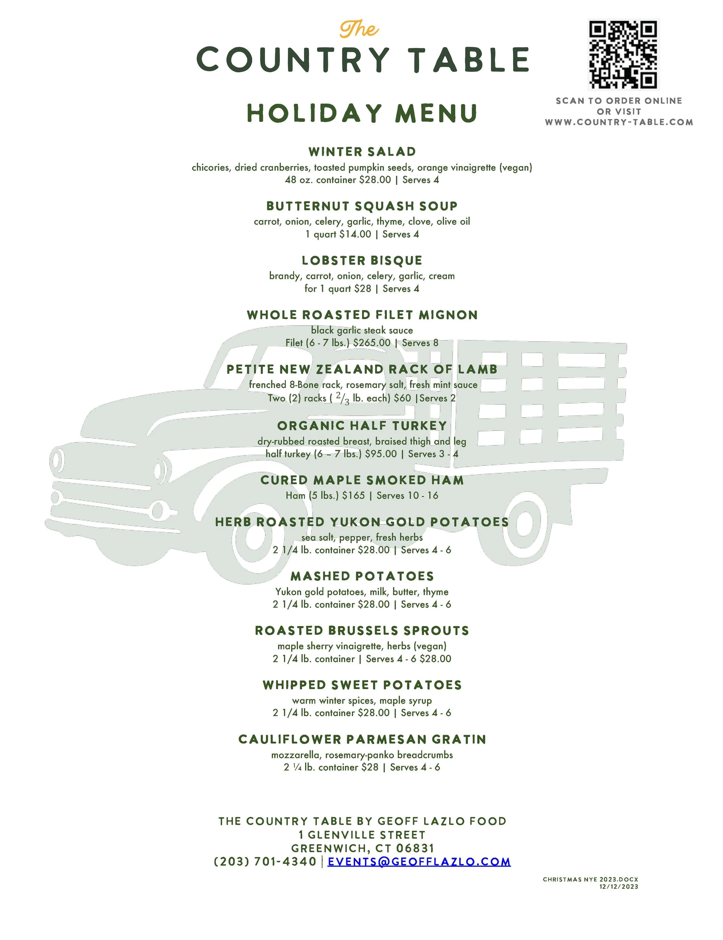 View Our Menus — The Country Table