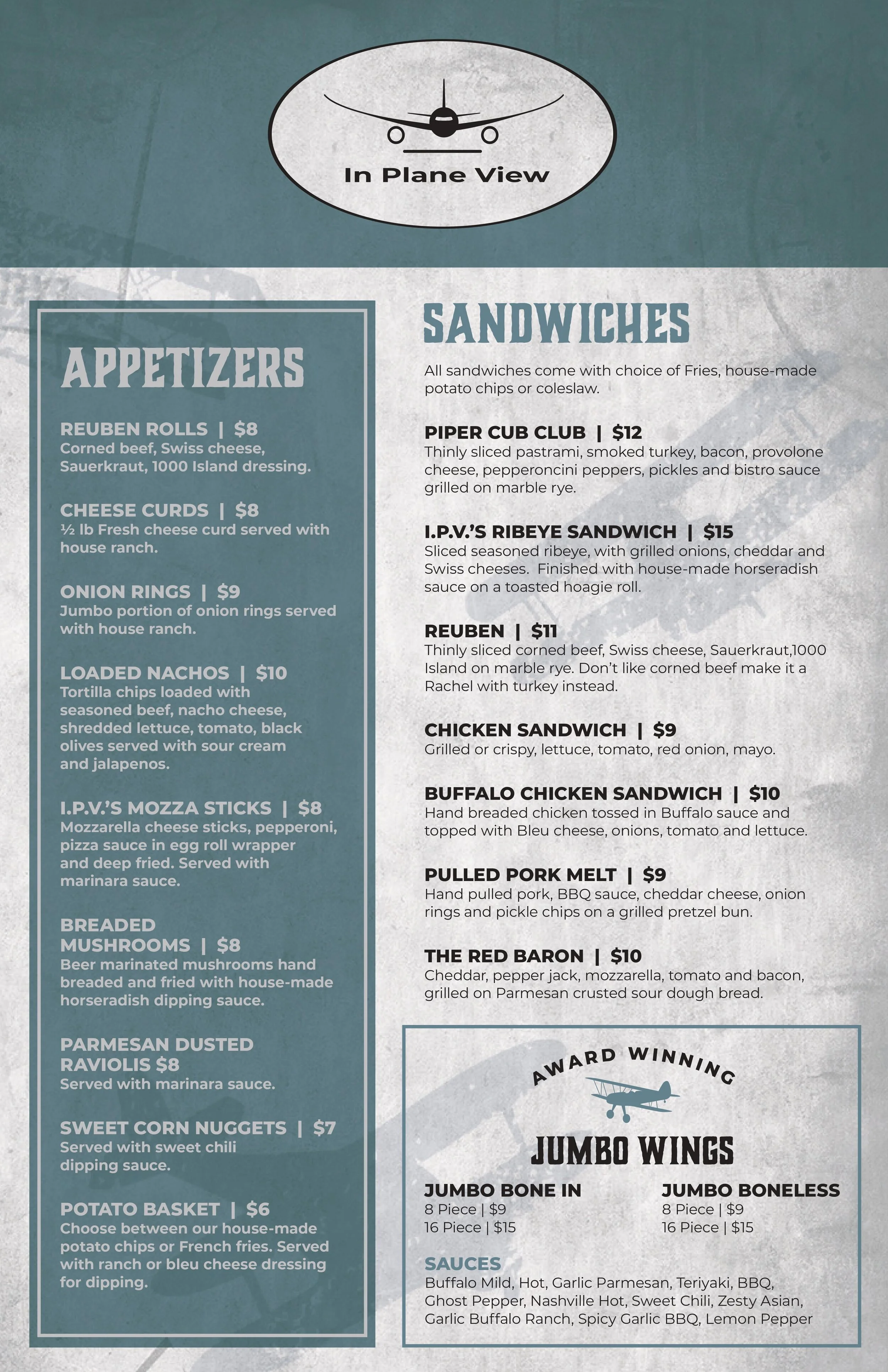 Menu — In Plane View