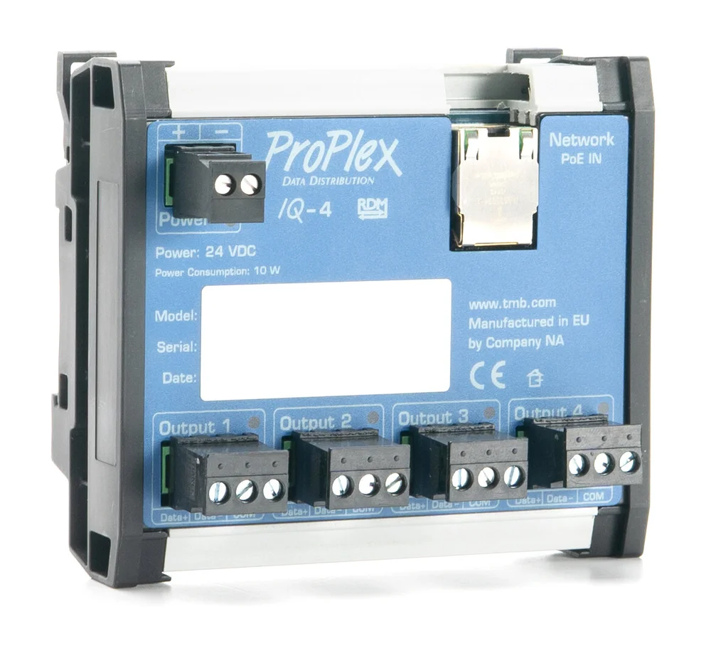 ProPlex IQ-4 4-Way Ethernet-DMX Node DIN Rail Mount — ProPlex