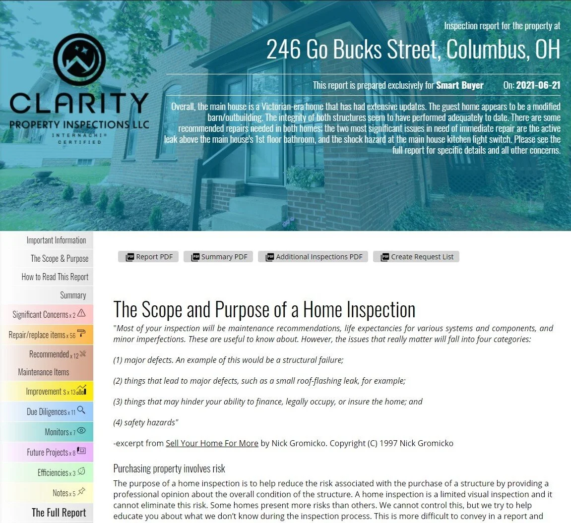 Columbus Ohio Home Inspection Reports — Clarity Property Inspections