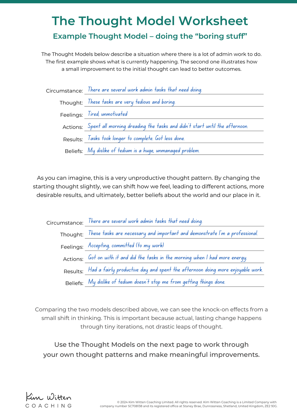 Change Unhelpful Thought Patterns with this Free Worksheet — Kim Witten ...