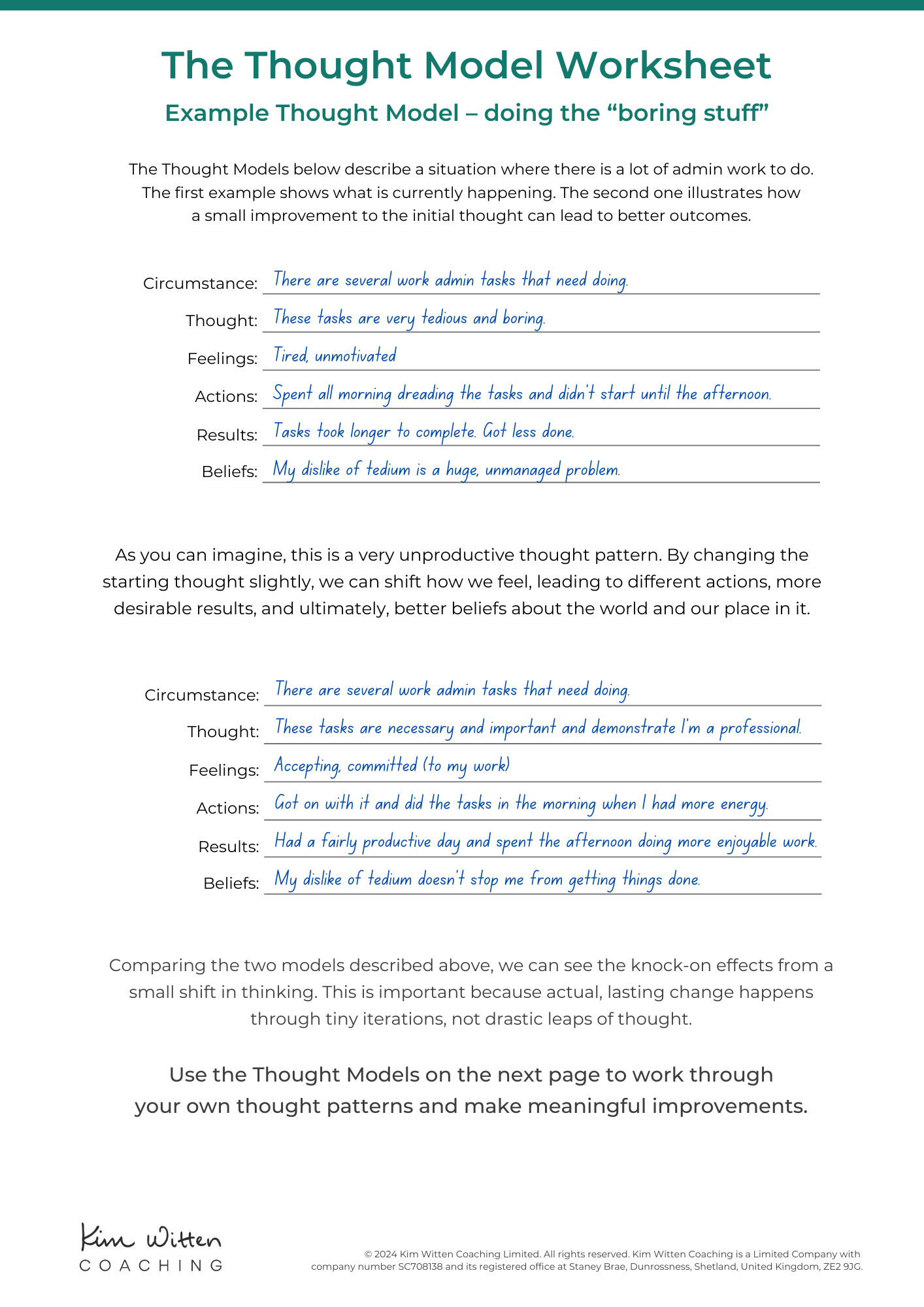 Change Unhelpful Thought Patterns with this Free Worksheet — Kim Witten ...