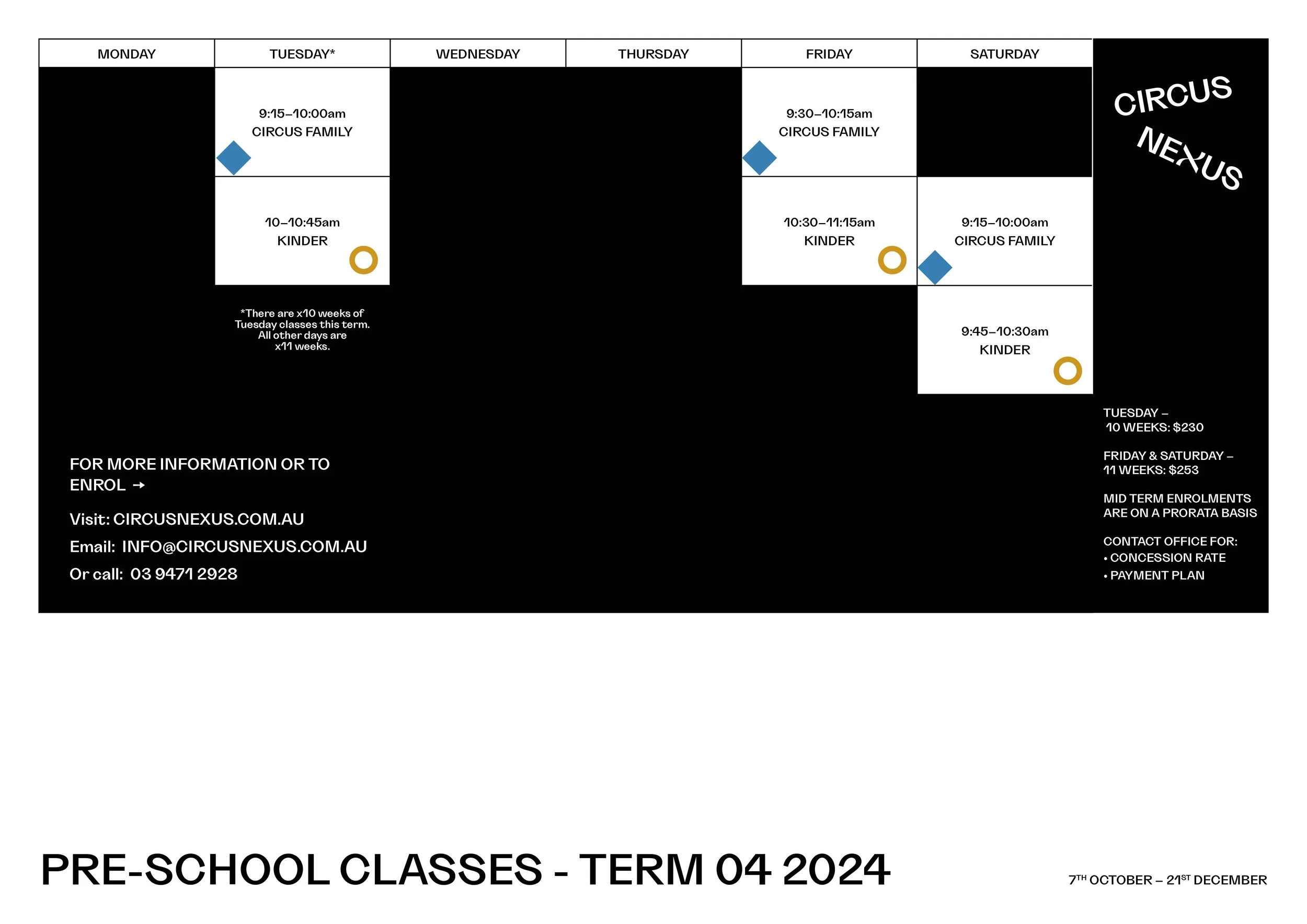 Timetable — Circus Nexus