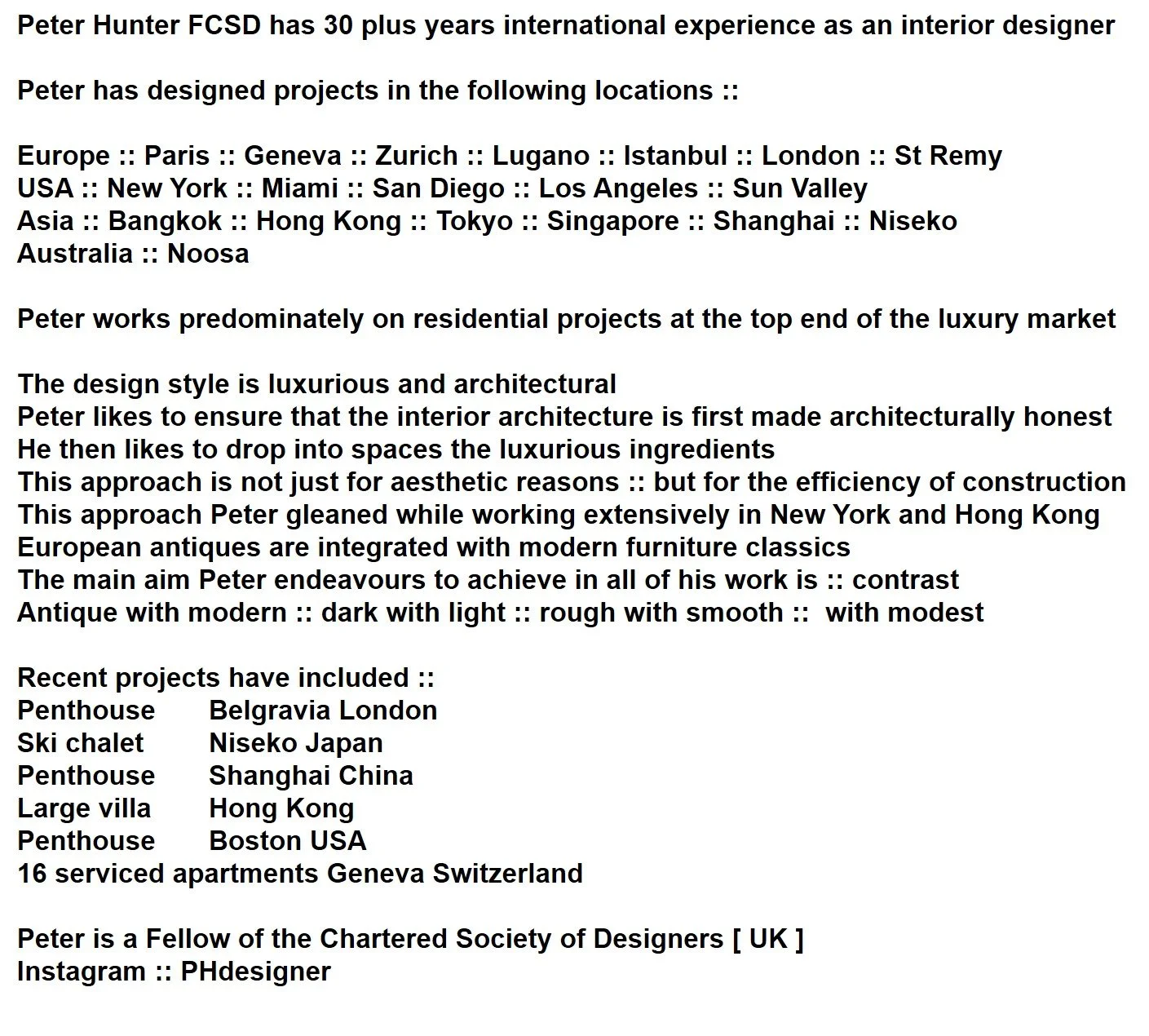 About — Peter Hunter Design