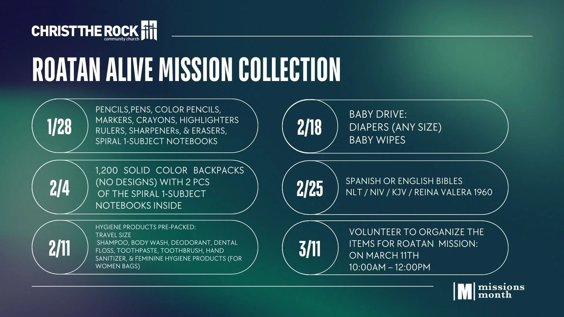 Missions Month — Christ The Rock