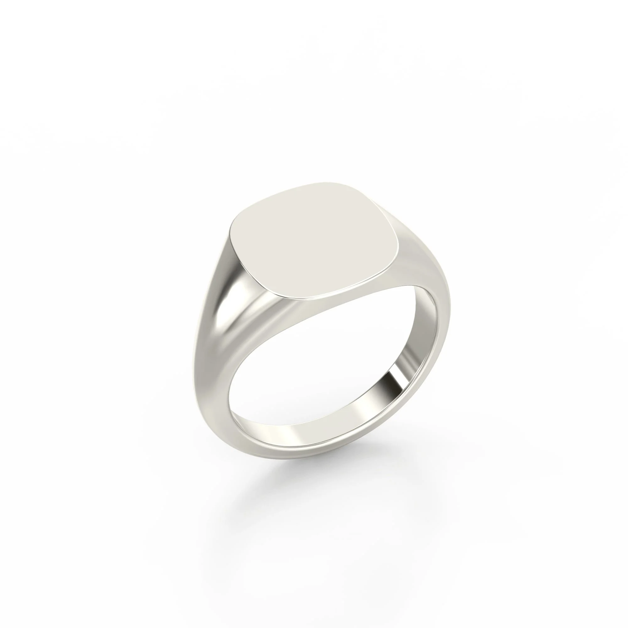 Cushion Shaped Signet Rings | 18ct White Gold — Laser Engraving Service