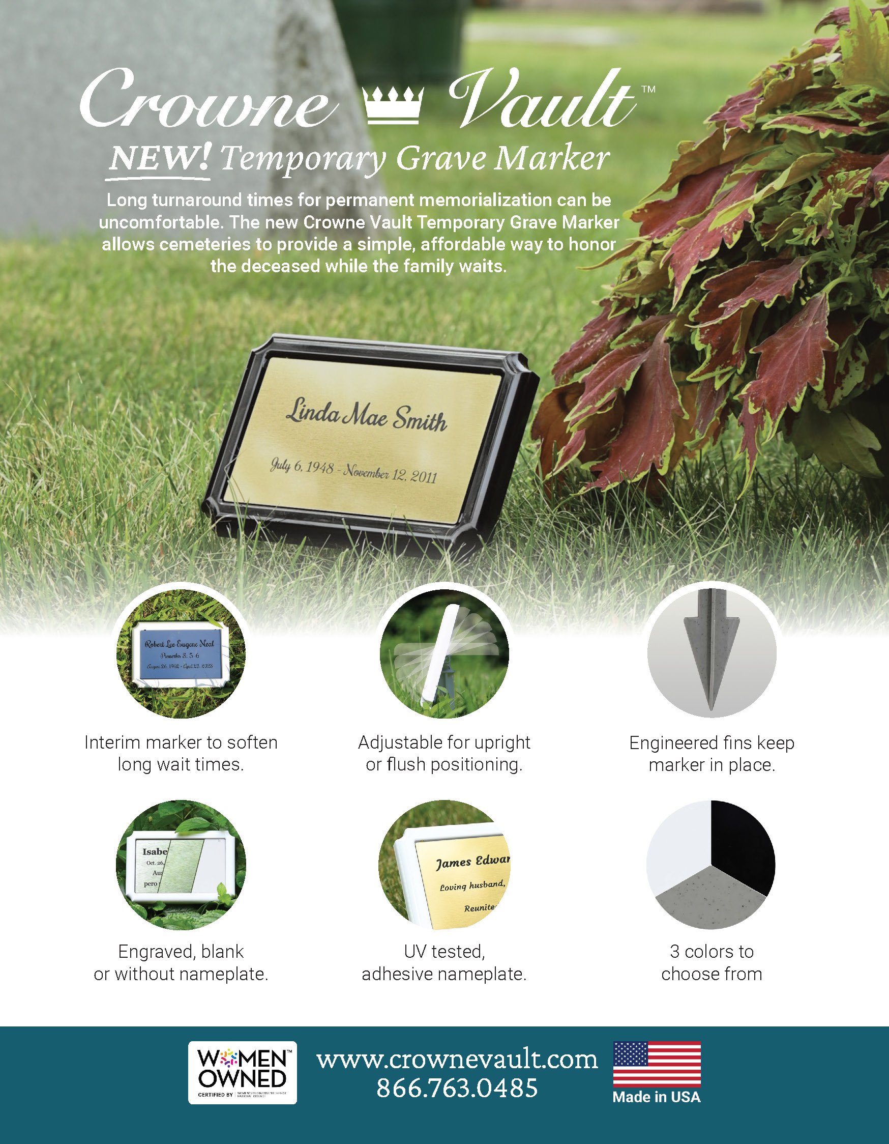 Temporary Grave Marker — Crowne Vault Burial Vaults