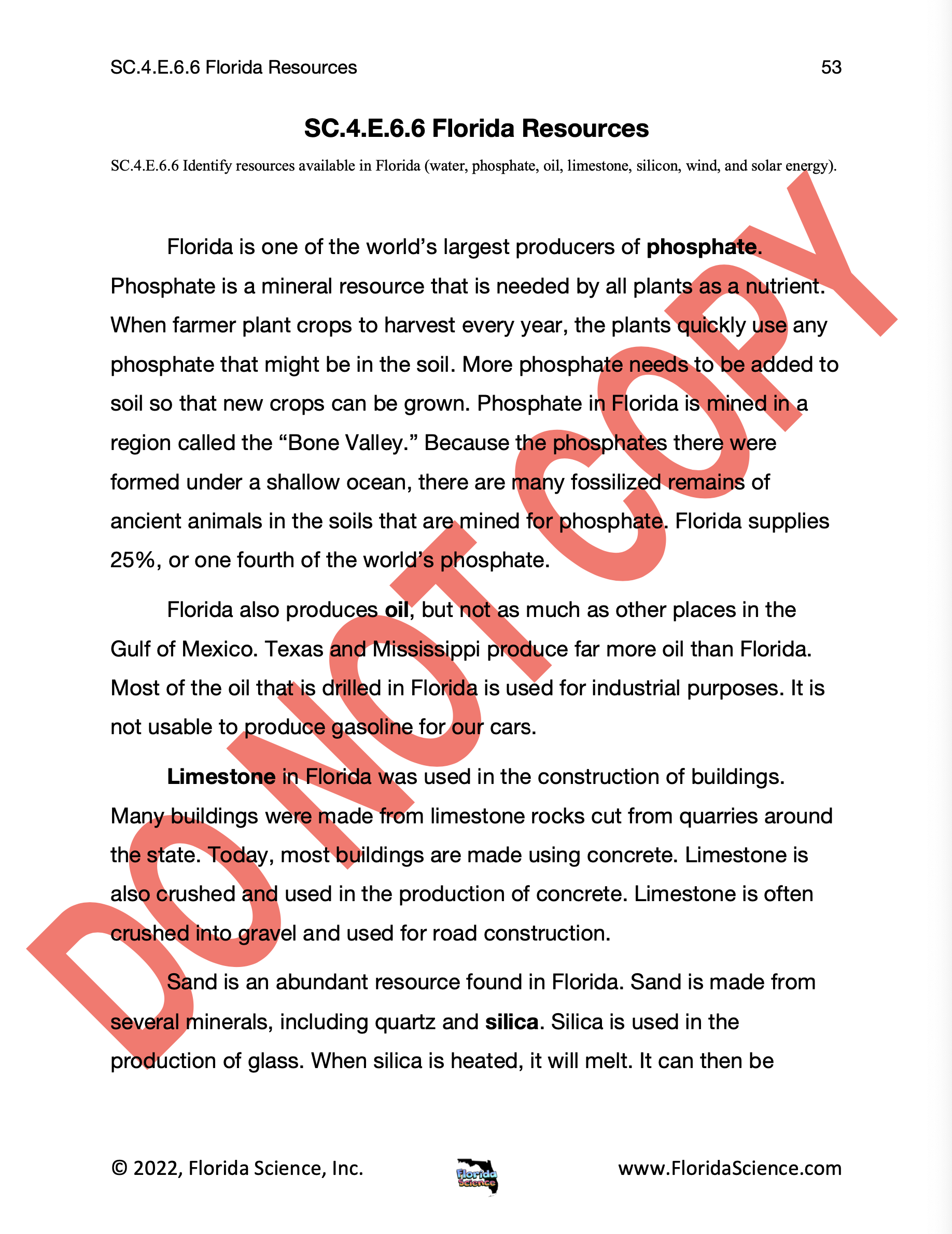 Florida Science: SC.4.E.6.6 Florida's Natural Resources