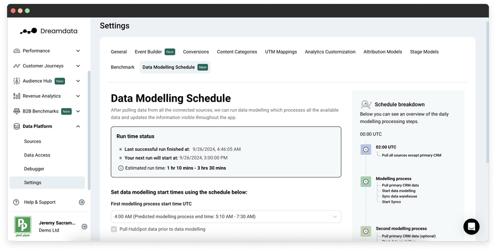Product update - New event builder, data modeling schedule, and funnel stages report — Dreamdata