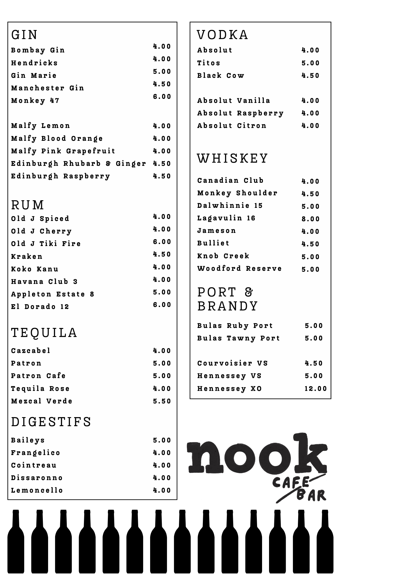 Menu 1 — nook cafe