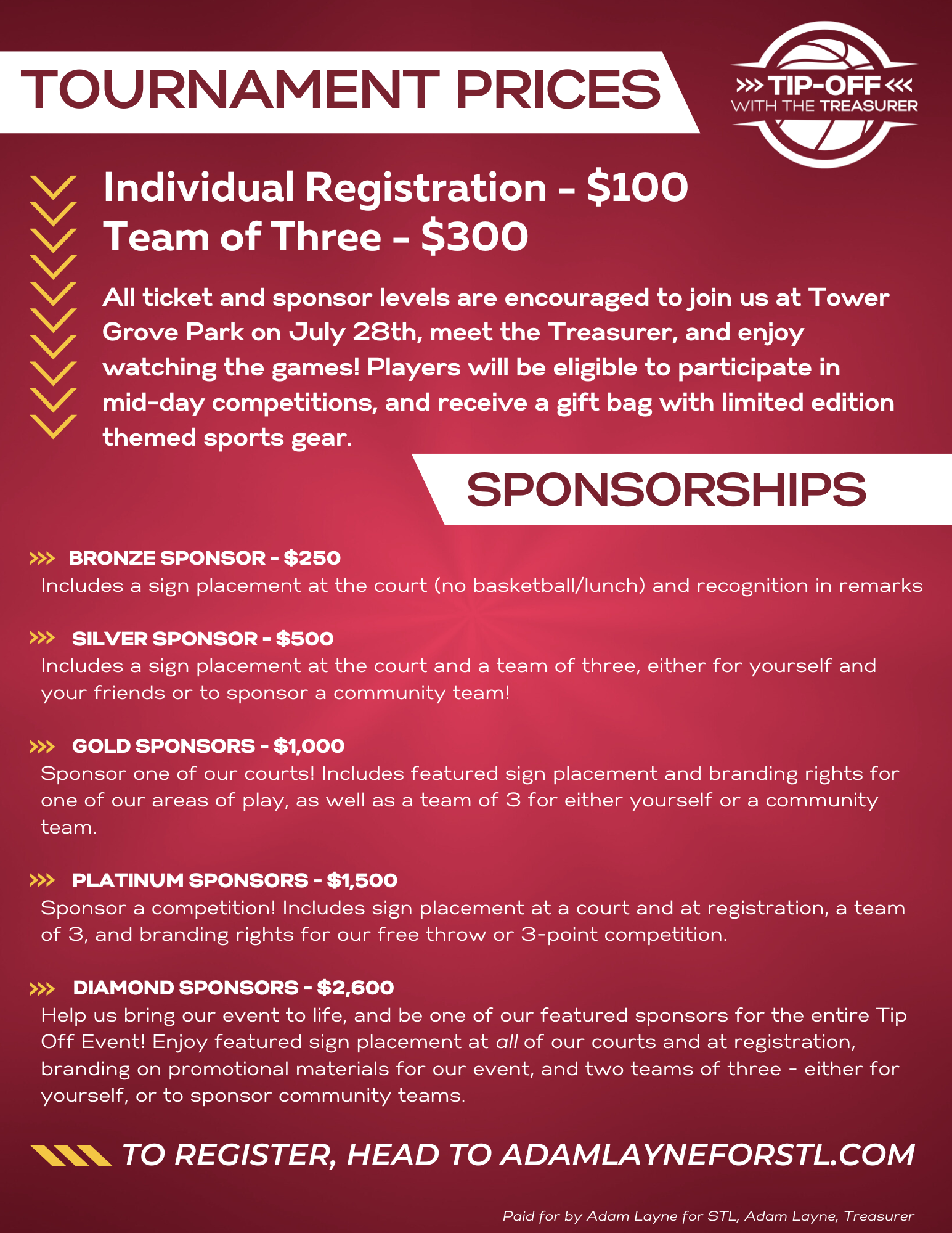 TIP-OFF WITH THE TREASURER — ADAM LAYNE FOR STL