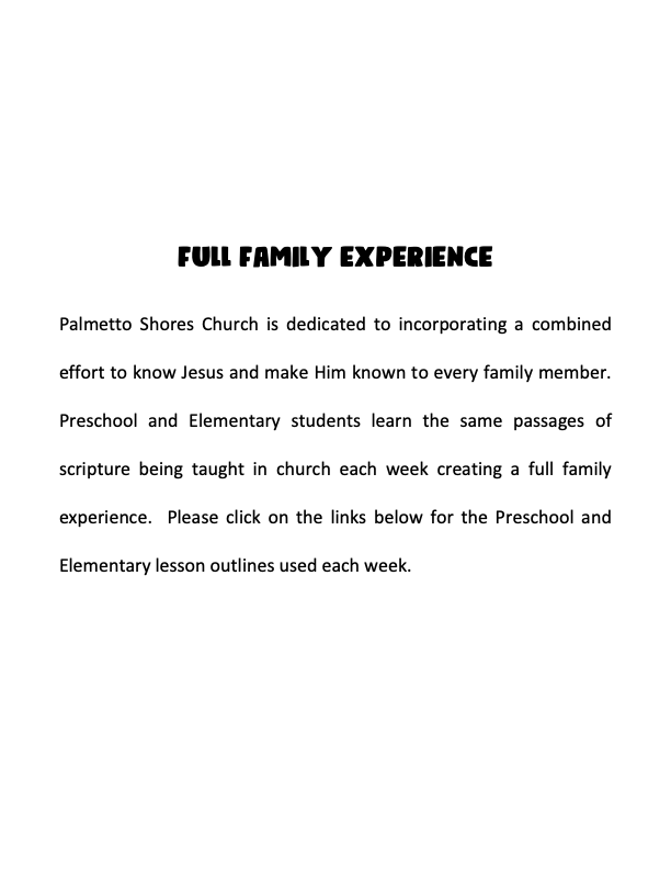 Kids Lesson — Palmetto Shores Church