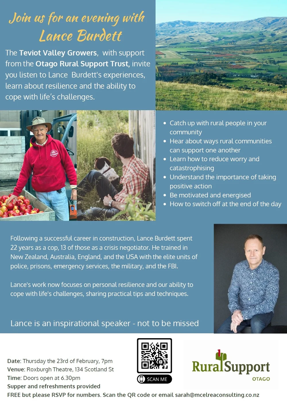 An evening with Lance Burdett — Otago Catchment Community Inc
