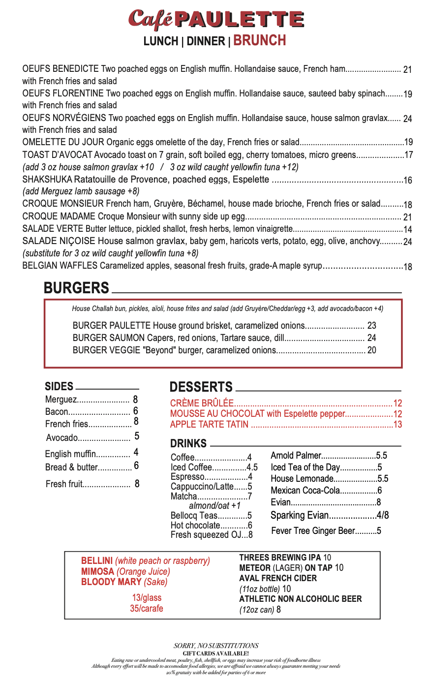 Brunch — Café Paulette
