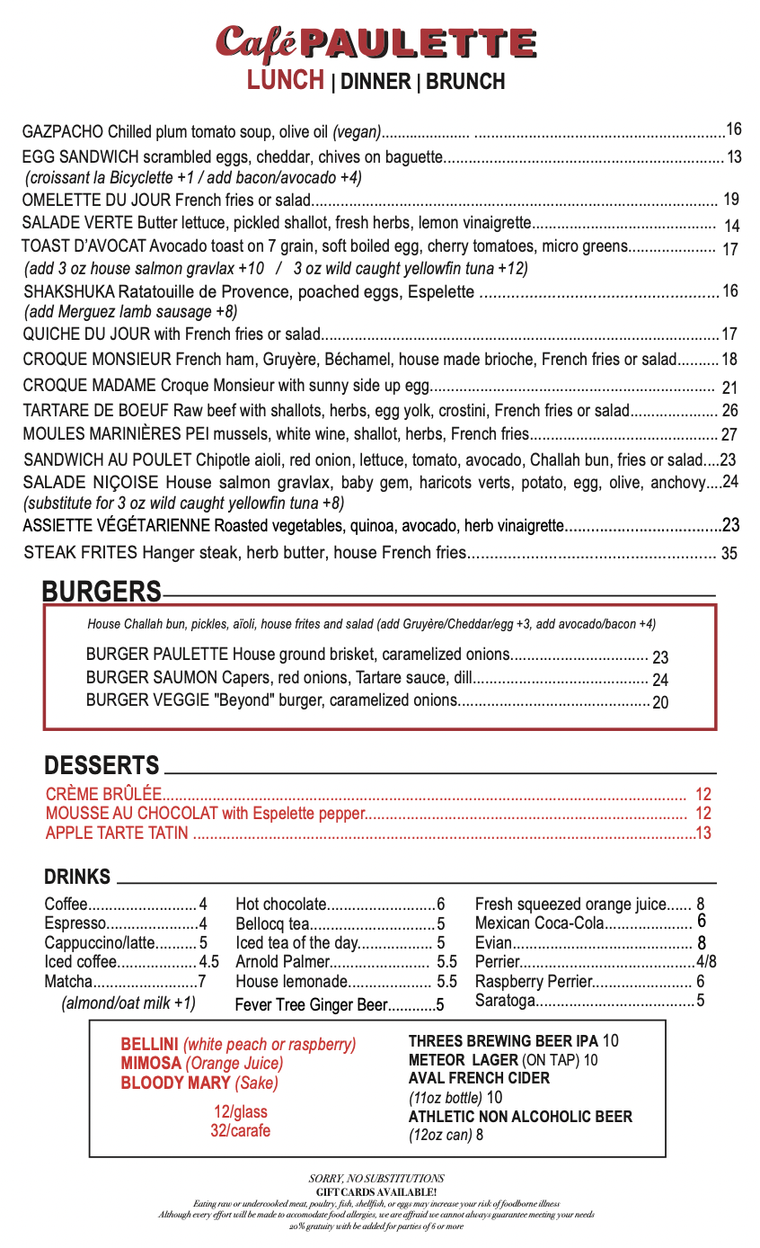 Lunch — Café Paulette