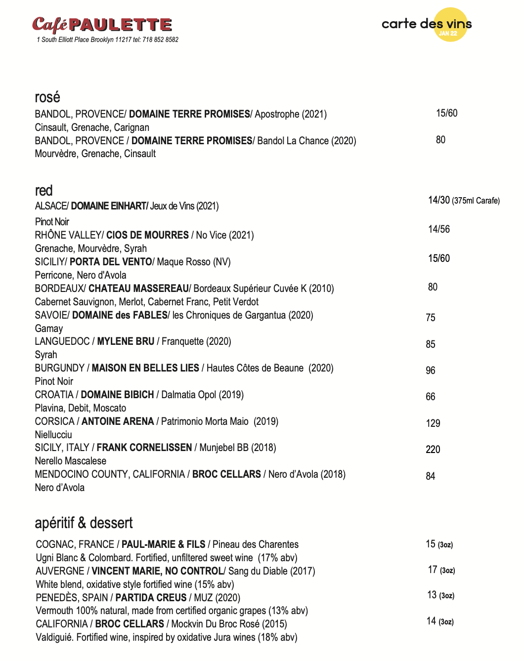 Wine — Café Paulette