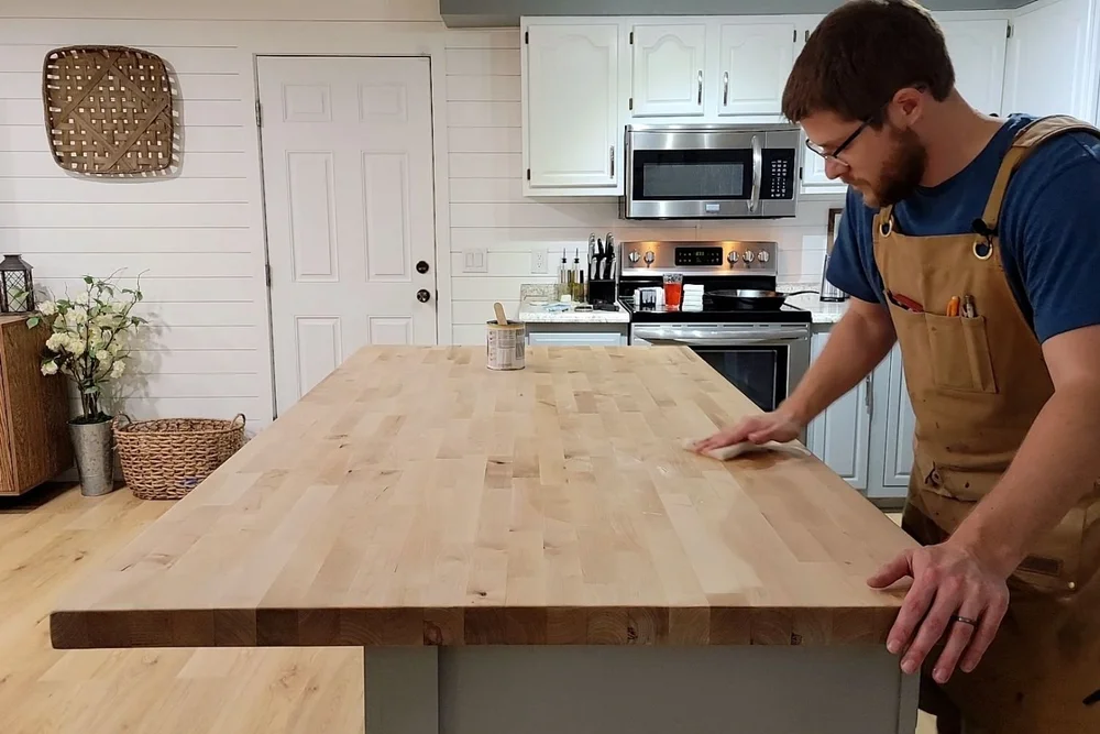 How To Refinish A Butcher Block Island or Countertop — Tyler Brown ...