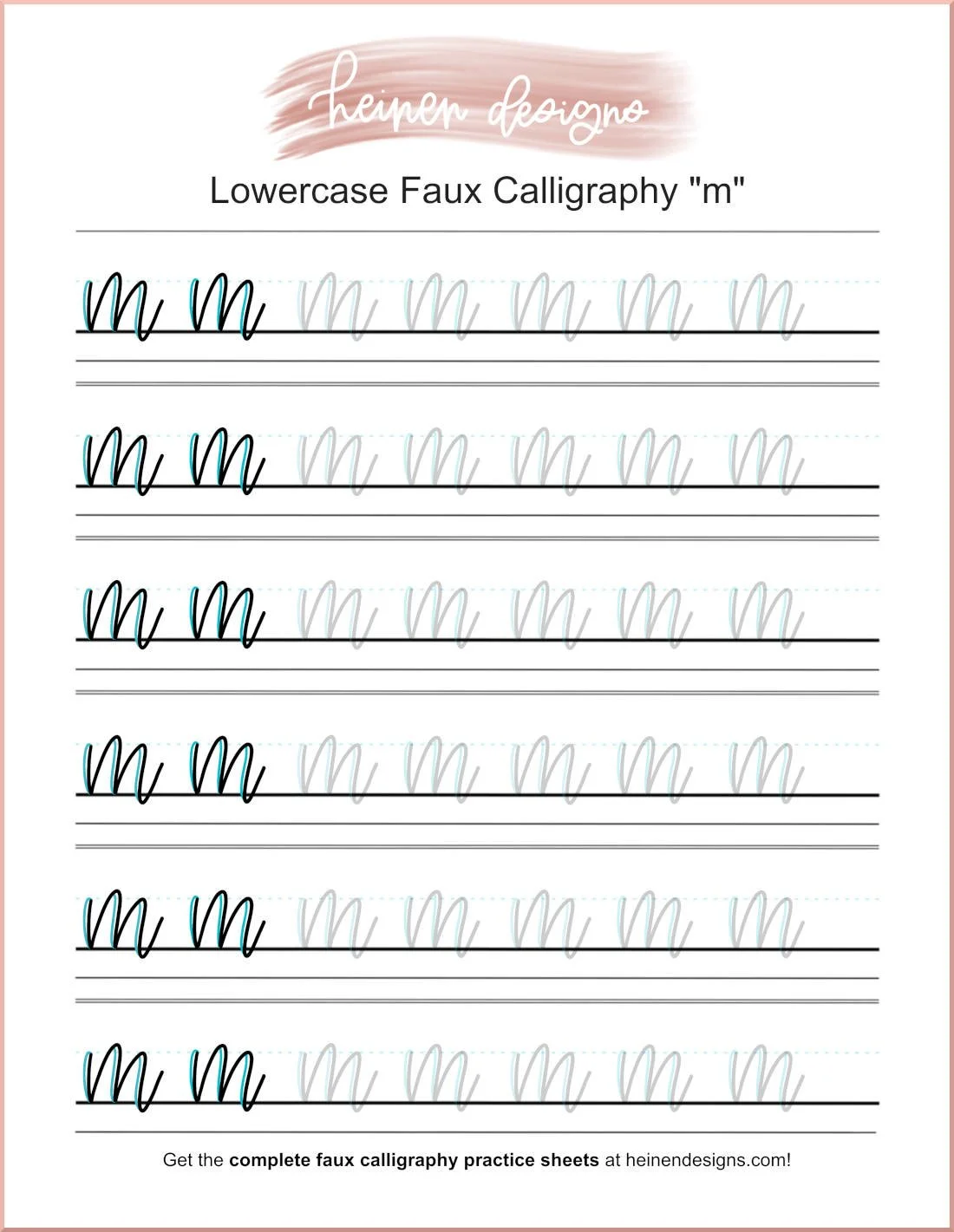 Faux Calligraphy Letter m Practice Sheet - Free Download